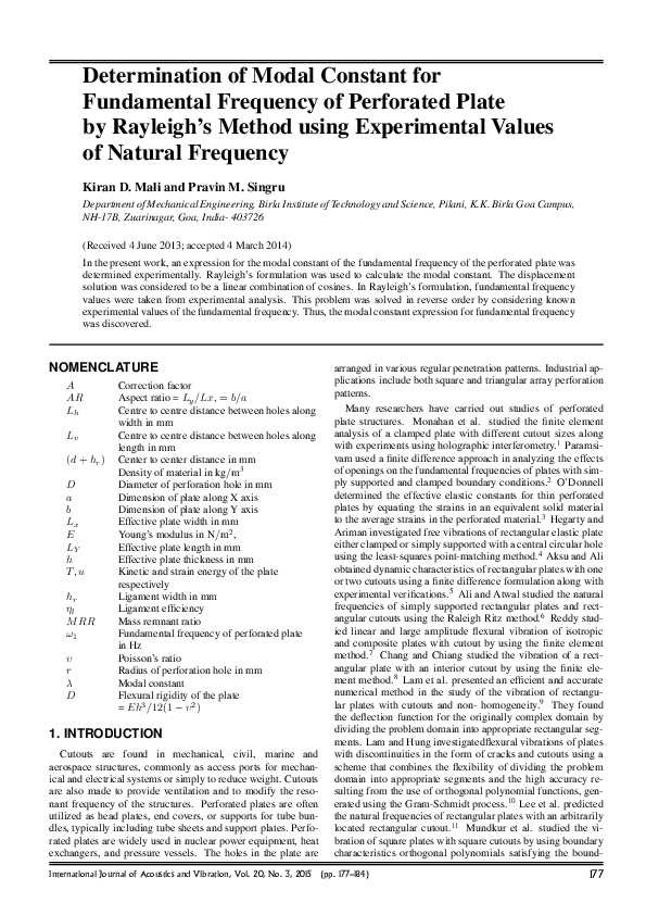 (PDF) Determination of Modal Constant for Fundamental Frequency of ...