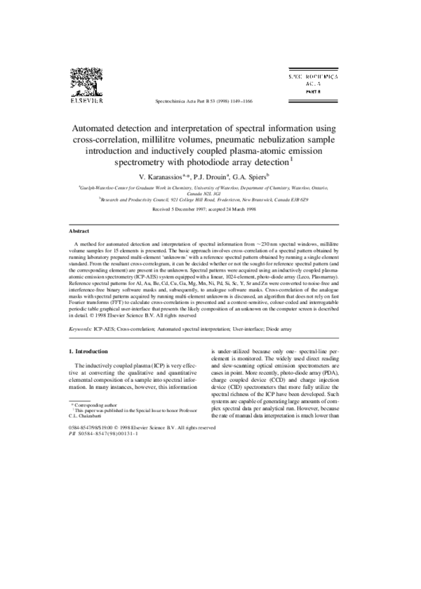 Pdf Automated Detection And Interpretation Of Spectral Information Using Cross Correlation
