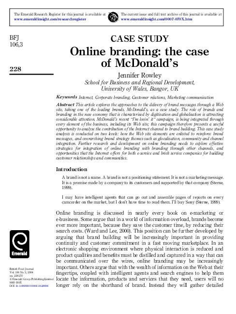 (PDF) Online branding: the case of McDonald's