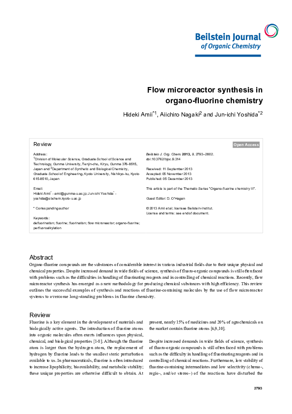 (PDF) Flow microreactor synthesis in organo-fluorine chemistry