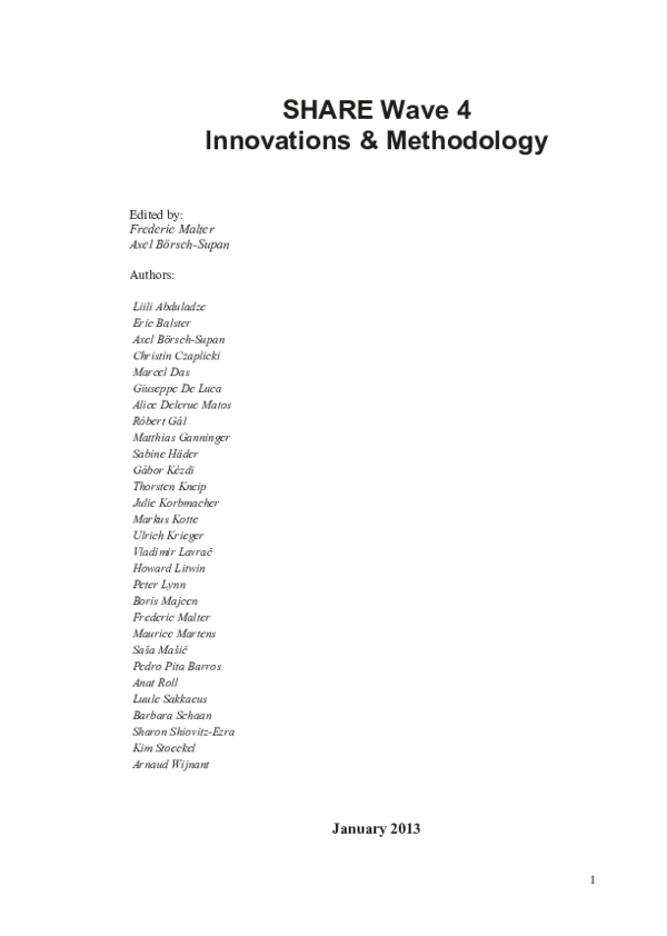 (PDF) Sample Design in SHARE Wave Four