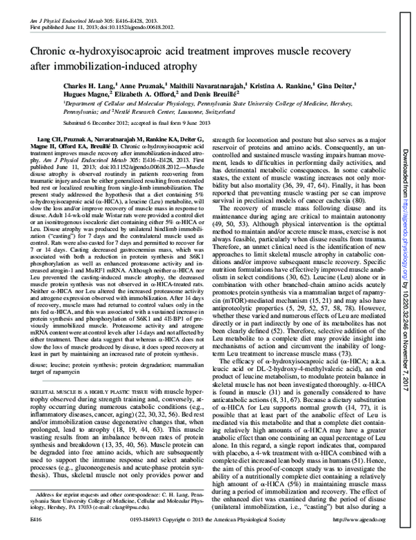 (PDF) Chronic -hydroxyisocaproic acid treatment improves muscle ...