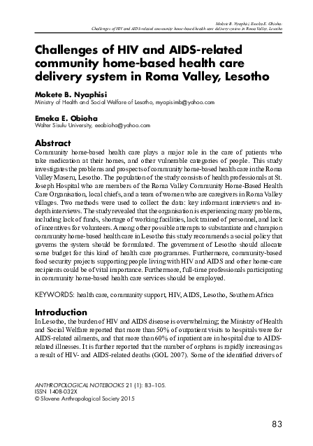 (PDF) Challenges of HIV and AIDS-related community home-based health ...