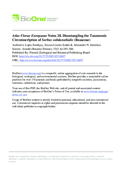 (PDF) Atlas Florae Europaeae Notes 28. Disentangling the Taxonomic ...