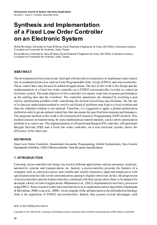 (PDF) Synthesis and Implementation of a Fixed Low Order Controller on ...