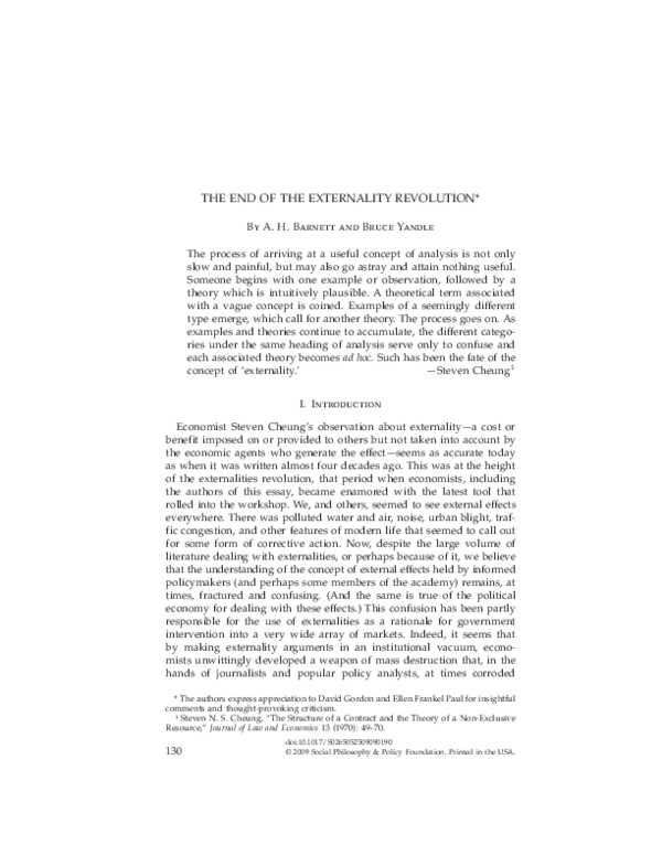 (PDF) The End of the Externality Revolution