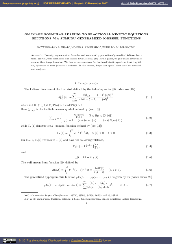 Pdf Certain Image Formulae And Fractional Kinetic Equations Of
