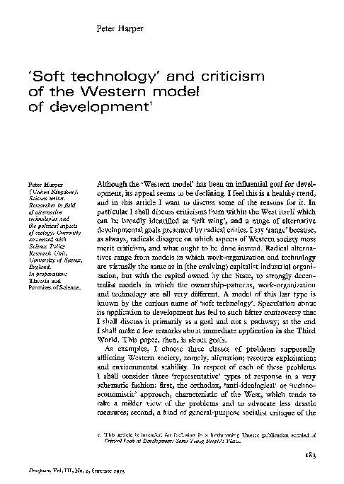 (PDF) ‘Soft technology’ and criticism of the Western model of development