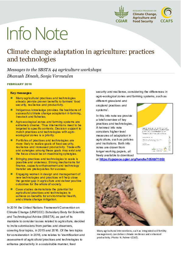 (PDF) Climate change adaptation in agriculture: practices and technologies