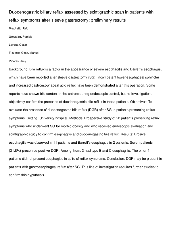 (PDF) Duodenogastric biliary reflux assessed by scintigraphic scan in ...