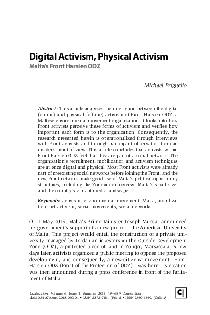 (PDF) Digital Activism, Physical Activism