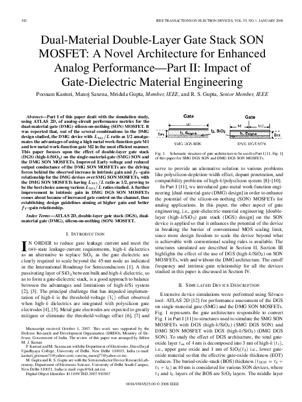 Pdf Dual Material Double Layer Gate Stack Son Mosfet A Novel Architecture For Enhanced Analog