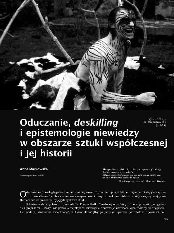 (PDF) Oduczanie, deskilling i epistemologie niewiedzy w obszarze sztuki ...