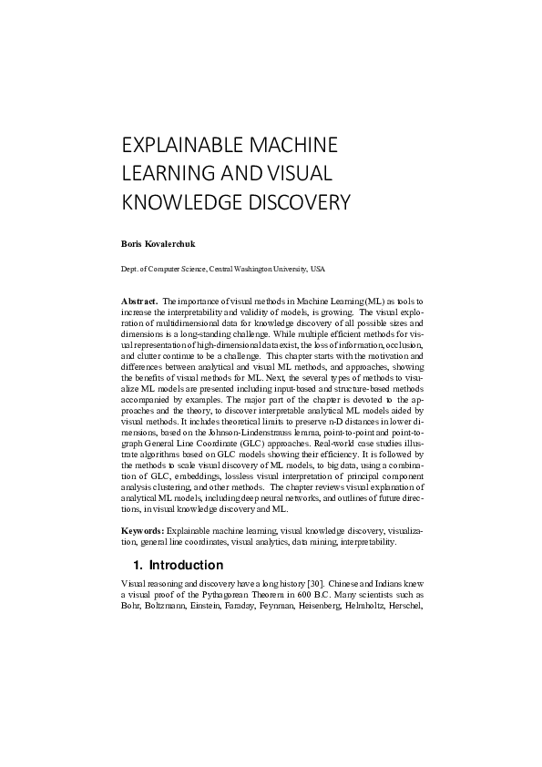 (PDF) Explainable Machine Learning and Visual Knowledge Discovery