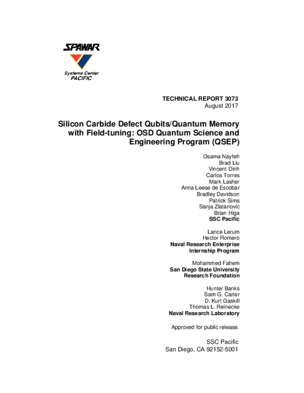 (PDF) Silicon Carbide Defect Qubits/Quantum Memory with Field-Tuning ...