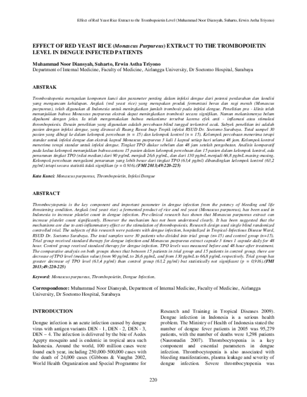 (PDF) EFFECT OF RED YEAST RICE (Monascus Purpureus) EXTRACT TO THE ...
