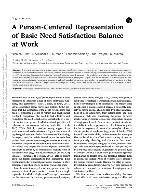 (PDF) A Person-Centered Representation of Basic Need Satisfaction ...