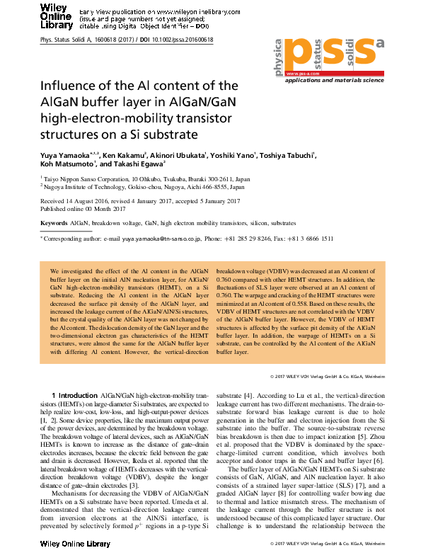 Pdf Influence Of The Al Content Of The Algan Buffer Layer In Algan