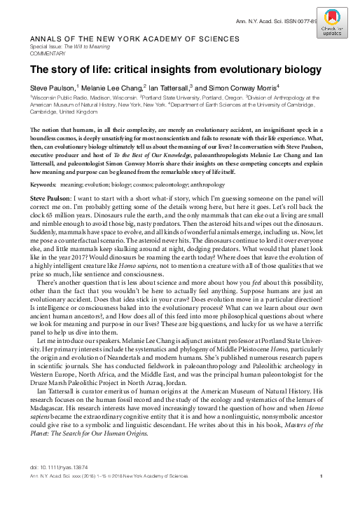 (PDF) The story of life: critical insights from evolutionary biology