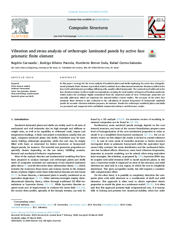 (PDF) Vibration and stress analysis of orthotropic laminated panels by ...