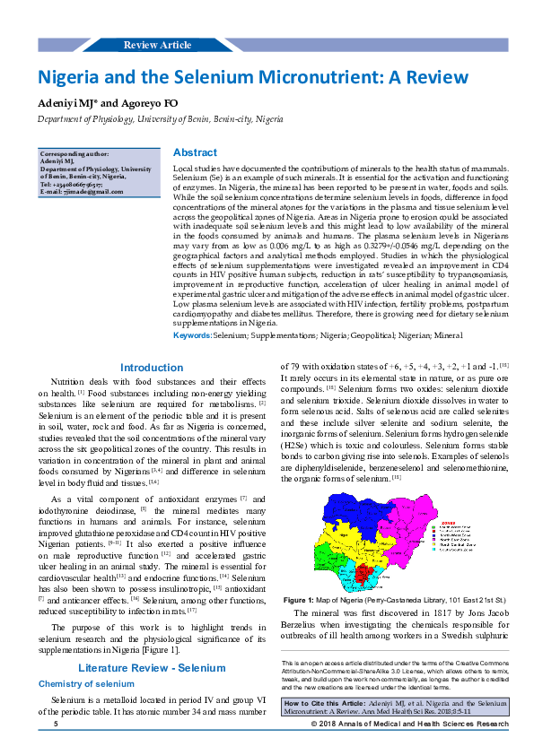 (PDF) Nigeria and the Selenium Micronutrient: A Review