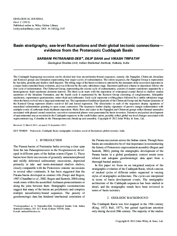 (PDF) Basin stratigraphy, sea-level fluctuations and their global ...