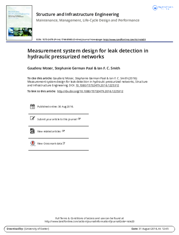 (PDF) Measurement system design for leak detection in hydraulic ...