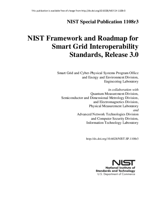 (PDF) NIST Framework and Roadmap for Smart Grid Interoperability Standards, Release 3.0