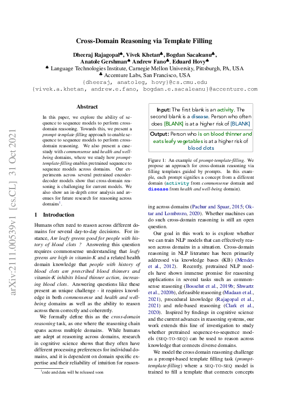 (PDF) Cross-Domain Reasoning via Template Filling