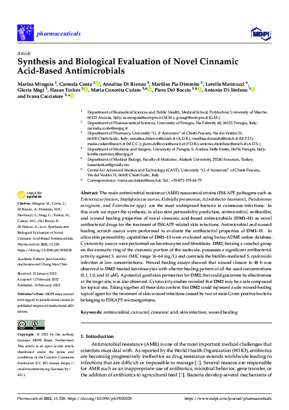(PDF) Synthesis and Biological Evaluation of Novel Cinnamic Acid-Based ...