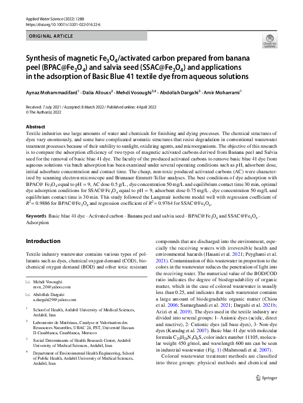 (PDF) Synthesis of magnetic Fe3O4/activated carbon prepared from banana peel (BPAC@Fe3O4) and ...