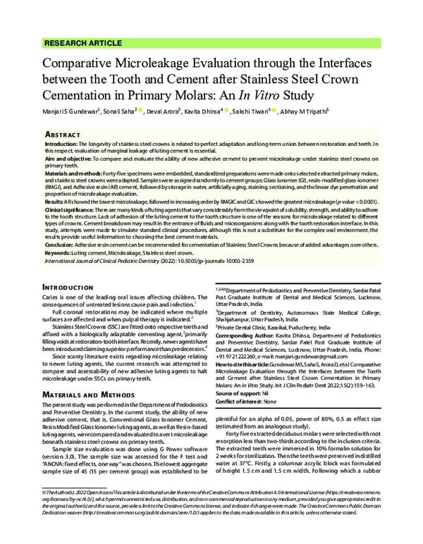 Pdf Comparative Microleakage Evaluation Through The Interfaces