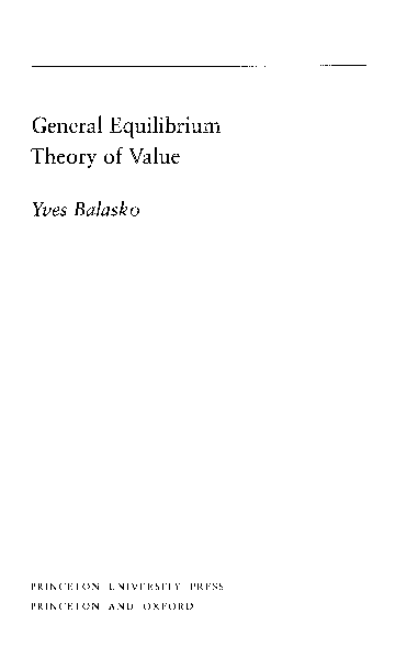 (PDF) General Equilibrium Theory of Value