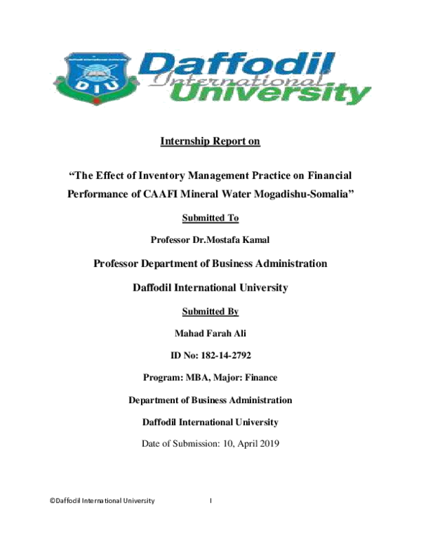 (PDF) The Effect of Inventory Management Practice on Financial ...