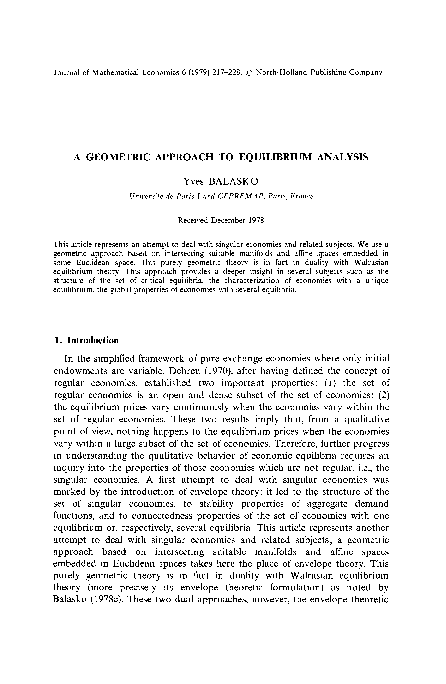 (PDF) A geometric approach to equilibrium analysis