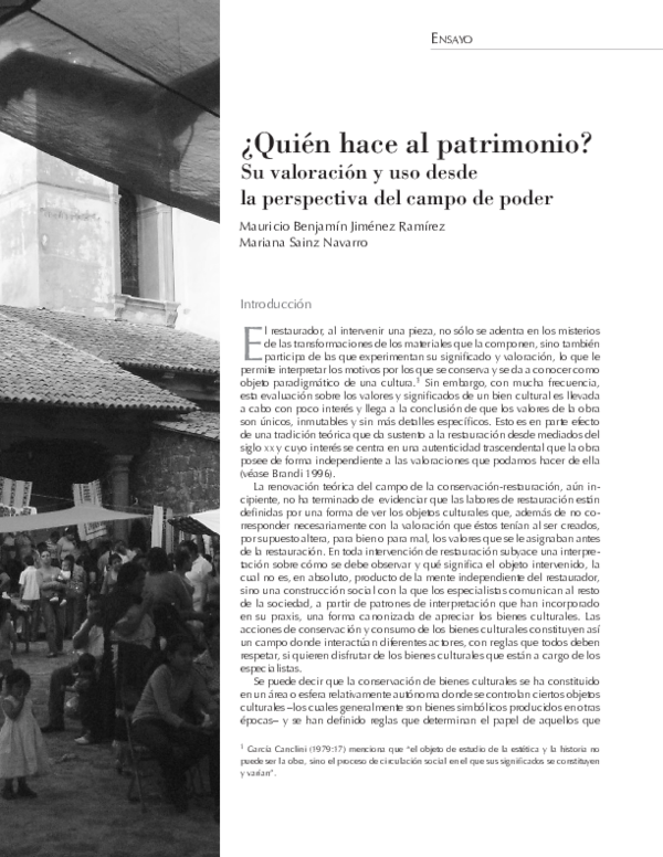 (PDF) ¿Quién hace al patrimonio? Su valoración y uso desde la perspectiva del campo de poder