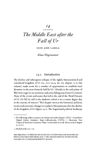 (PDF) The Middle East after the Fall of Ur – Isin and Larsa