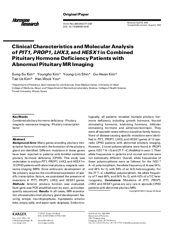(PDF) Clinical Characteristics and Molecular Analysis of PIT1, PROP1 ...