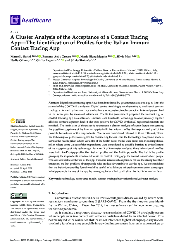 (PDF) A Cluster Analysis of the Acceptance of a Contact Tracing App—The ...