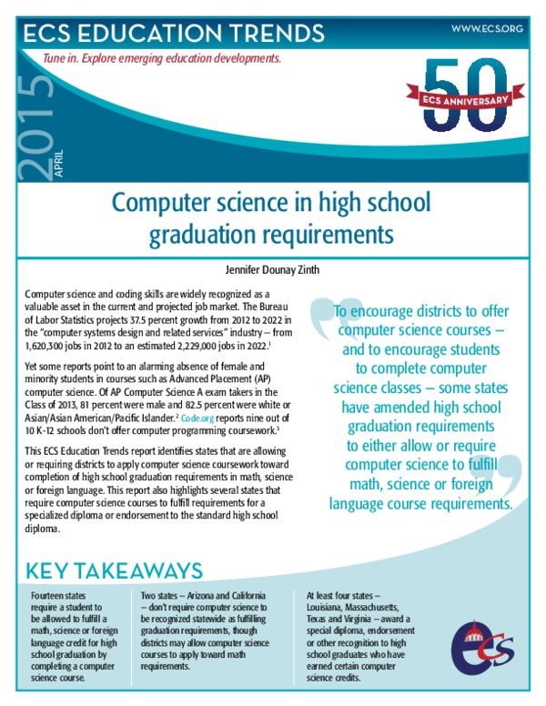 (PDF) Computer Science in High School Graduation Requirements. ECS ...