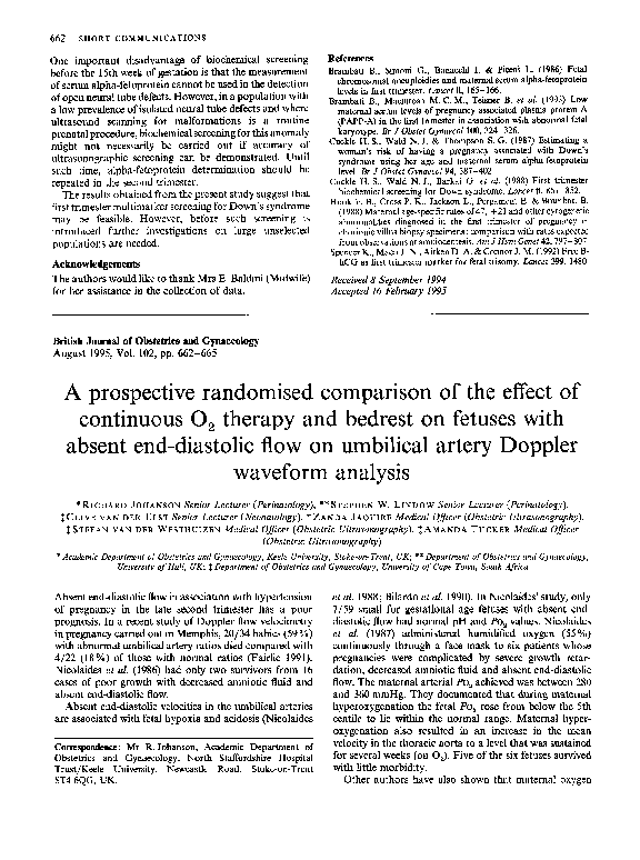 A prospective randomised comparison of the effect of continuous O2 ...