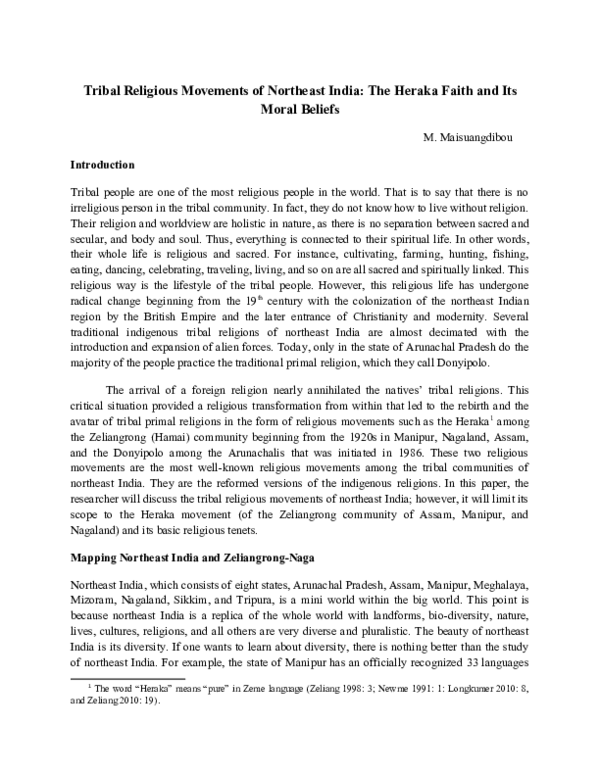 (DOC) Tribal Religious Movements of Northeast India: The Heraka Faith ...