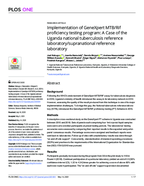 (PDF) Implementation of GeneXpert MTB/Rif proficiency testing program ...