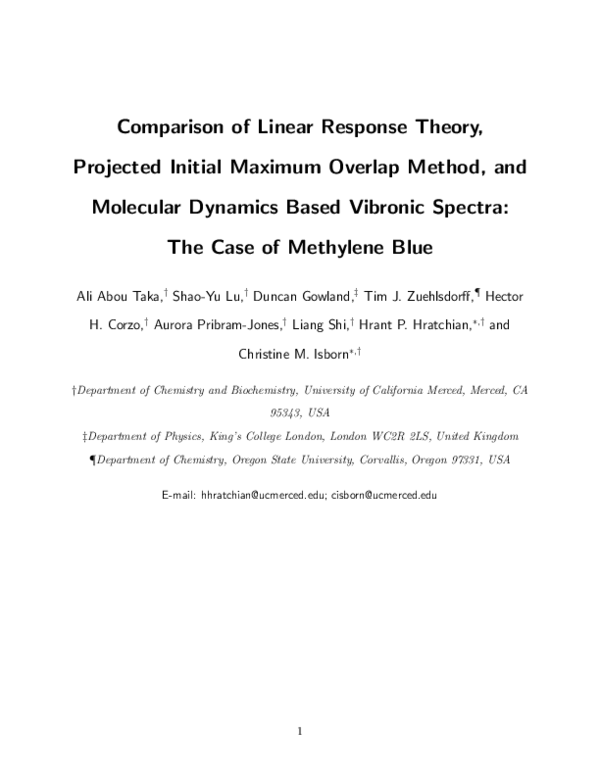 (PDF) Comparison of Linear Response Theory, Projected Initial Maximum ...