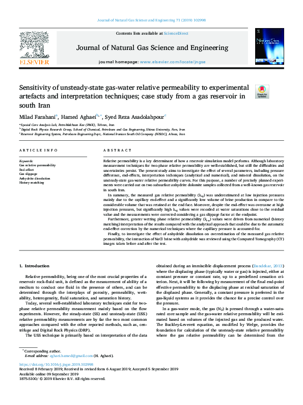 (PDF) Sensitivity of unsteady-state gas-water relative permeability to ...