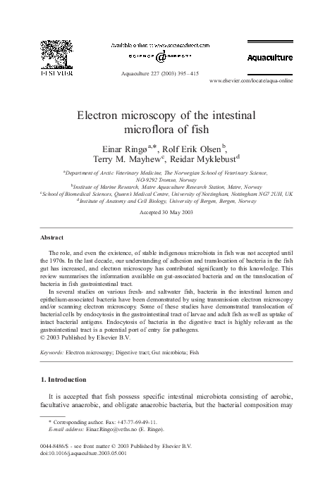 (PDF) Electron microscopy of the intestinal microflora of fish