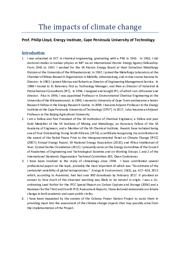 (PDF) Impacts of climate change