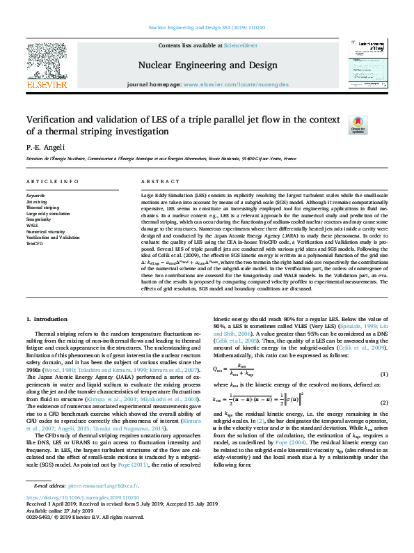 (PDF) Verification and validation of LES of a triple parallel jet flow ...