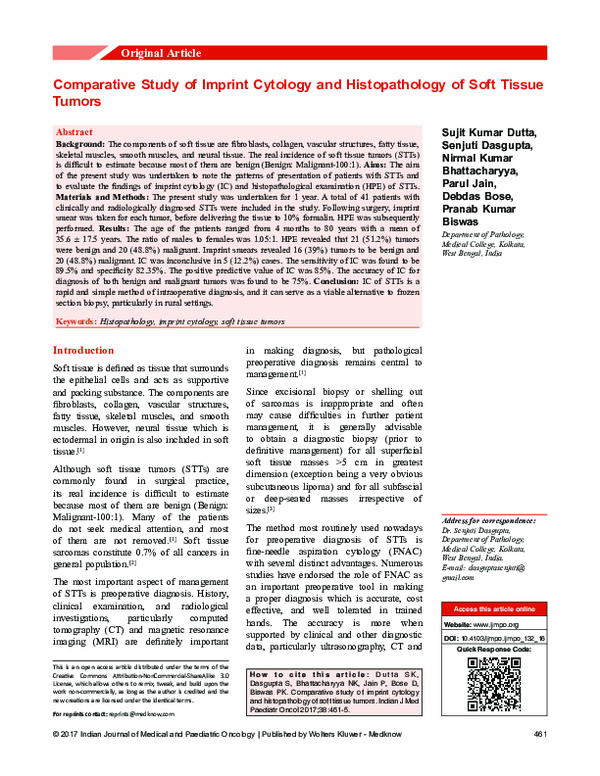 (PDF) Comparative Study of Imprint Cytology and Histopathology of Soft ...