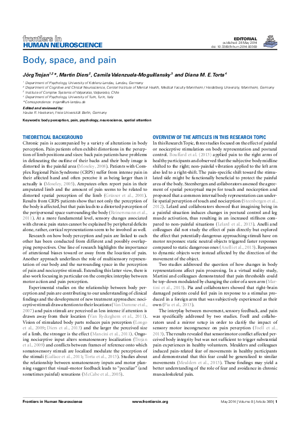 (PDF) Body, Space, and Pain